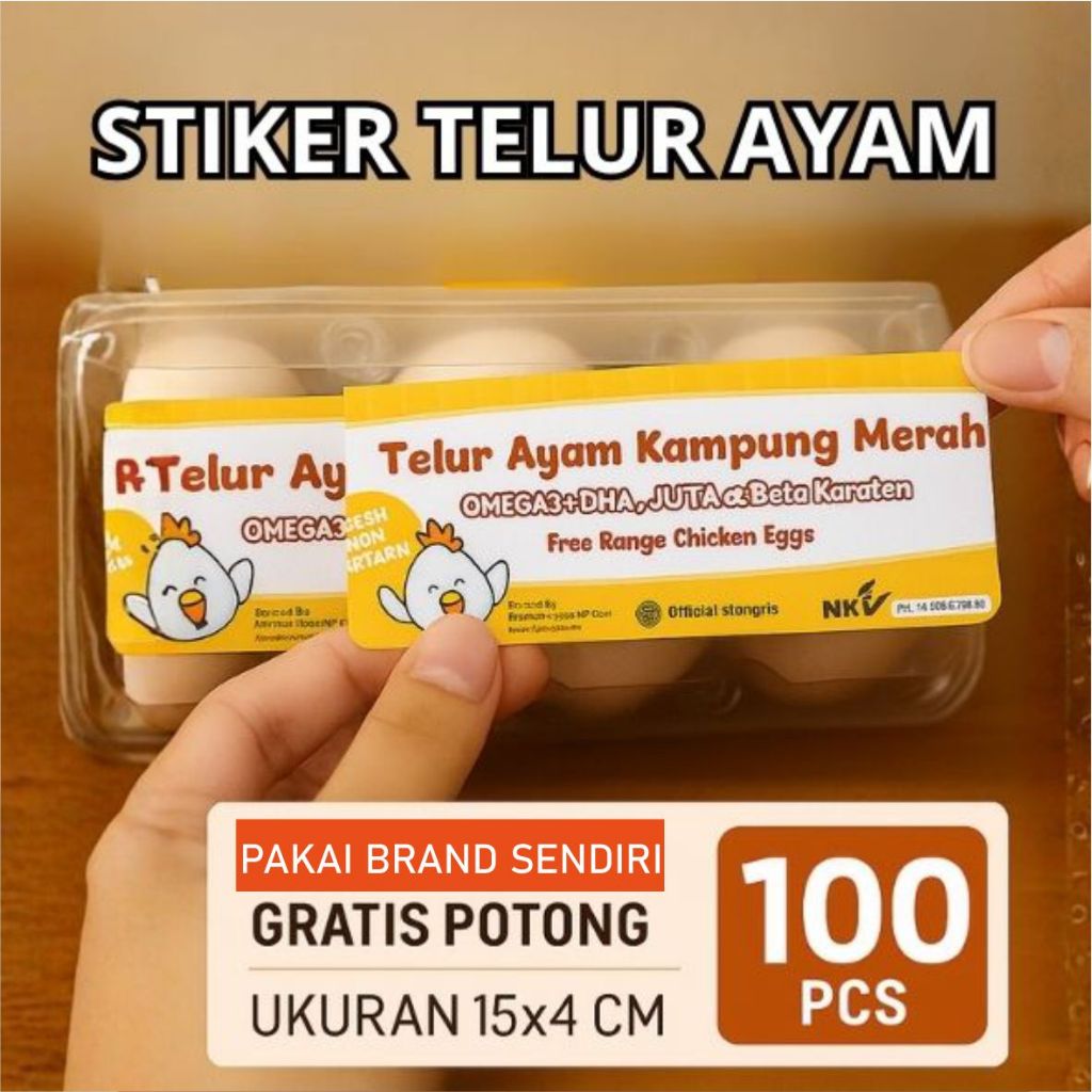 Jual 100 pcs stiker sticker kemasan telur ayam label kemasan label mika ...