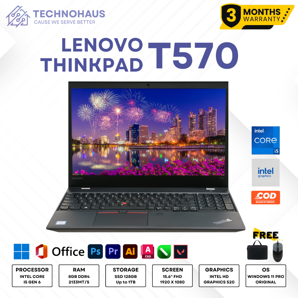 Jual LENOVO THINKPAD T570 I5 GEN 7 RAM 8GB SSD 128GB ORIGINAL ...