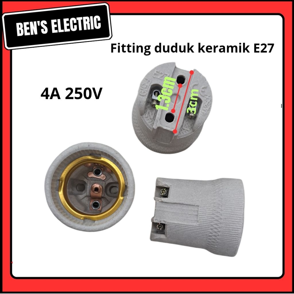 Jual fitting duduk keramik porcelain rumah lampu downlight E27 tahan ...