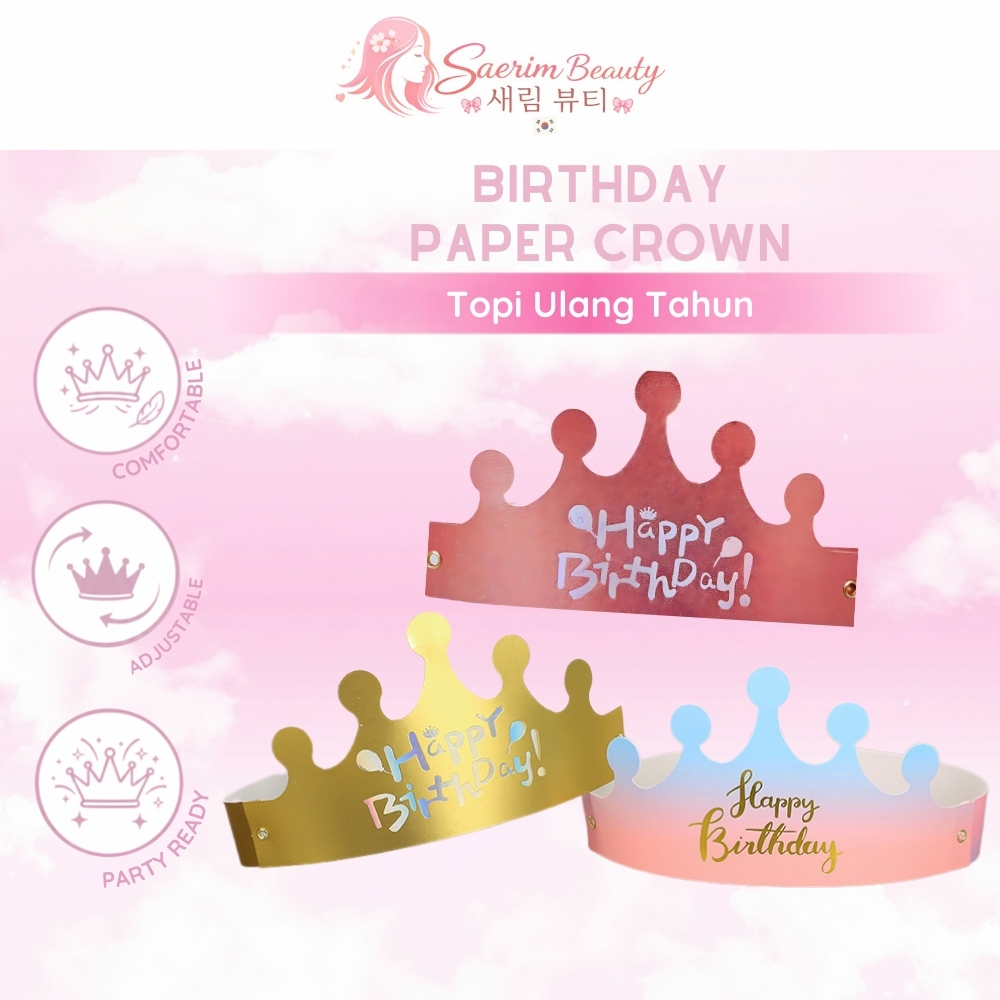 Jual OFFICIAL Birthday Paper Crown Cocok Acara Mahkota Kertas Lipat ...