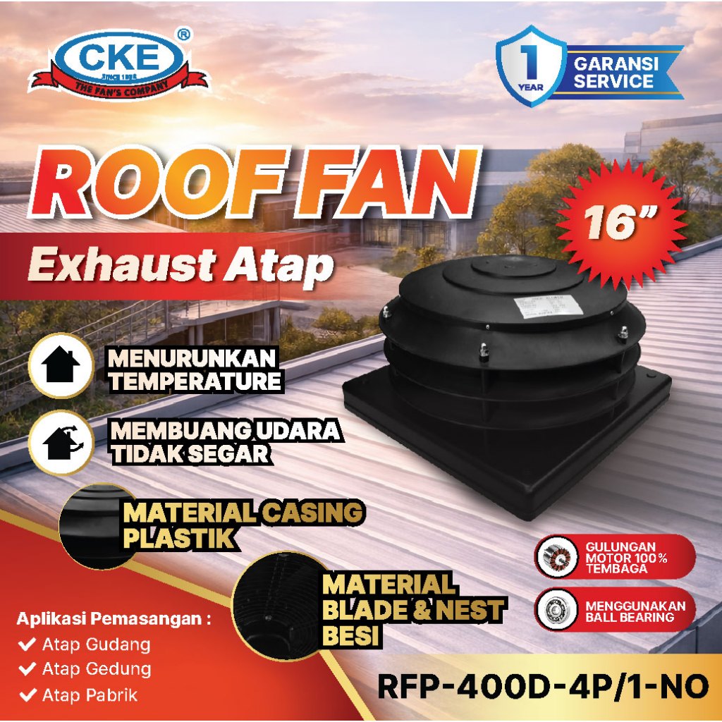 Jual Roof Exhaust Fan Plastic 16 Inch 220V Kipas Blower Exhaust ...