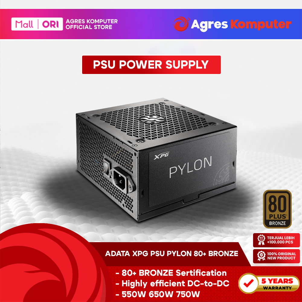 Jual ADATA XPG PSU POWER SUPPLY PYLON 550W 650W 750W (80+ BRONZE) BLACK ...