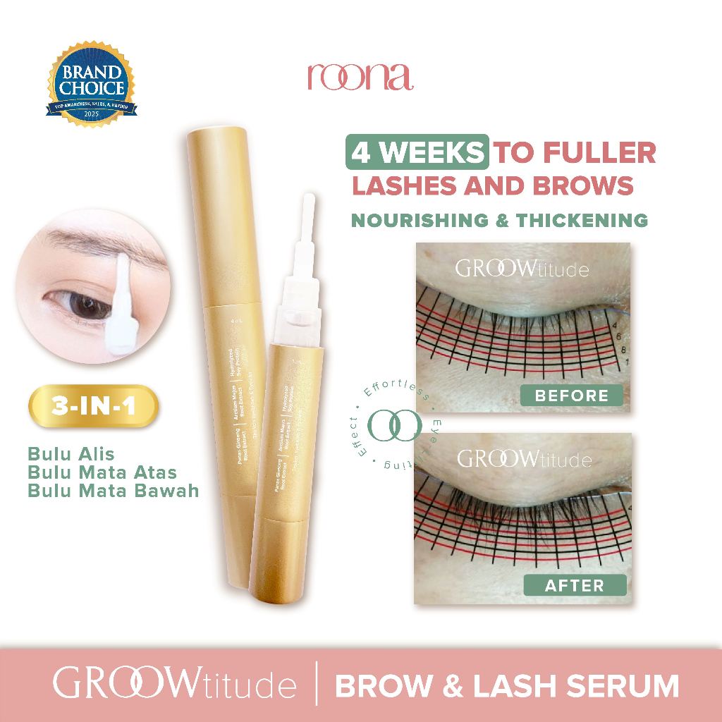 Jual ROONA - Groowtitude Brow & Lash Serum Menumbuhkan, Menebalkan ...