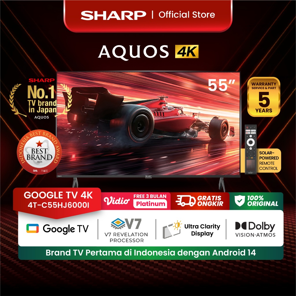 Jual SHARP 4K Google TV 55 Inch - 4T-C55HJ6000I - V7 Revelation ...