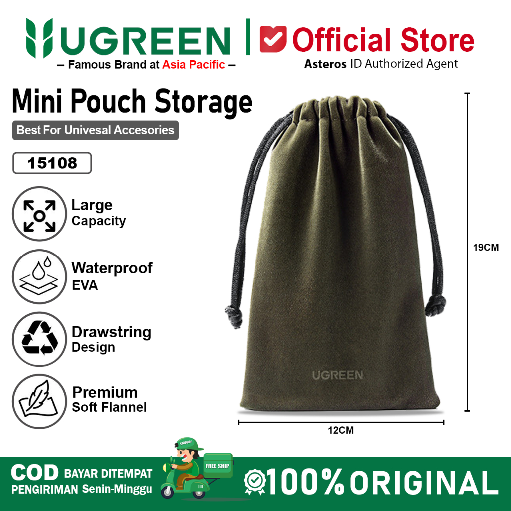 Jual UGREEN Drawstring Pouch Storage Bag Tas Serut Power Bank Hp 15108 ...