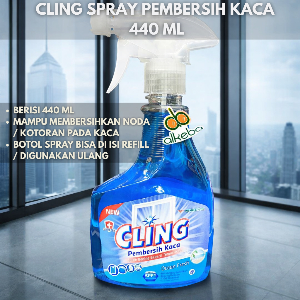 Jual CLING Glass Cleaner 440 ml Botol Spray Semprot / Cairan Pembersih ...