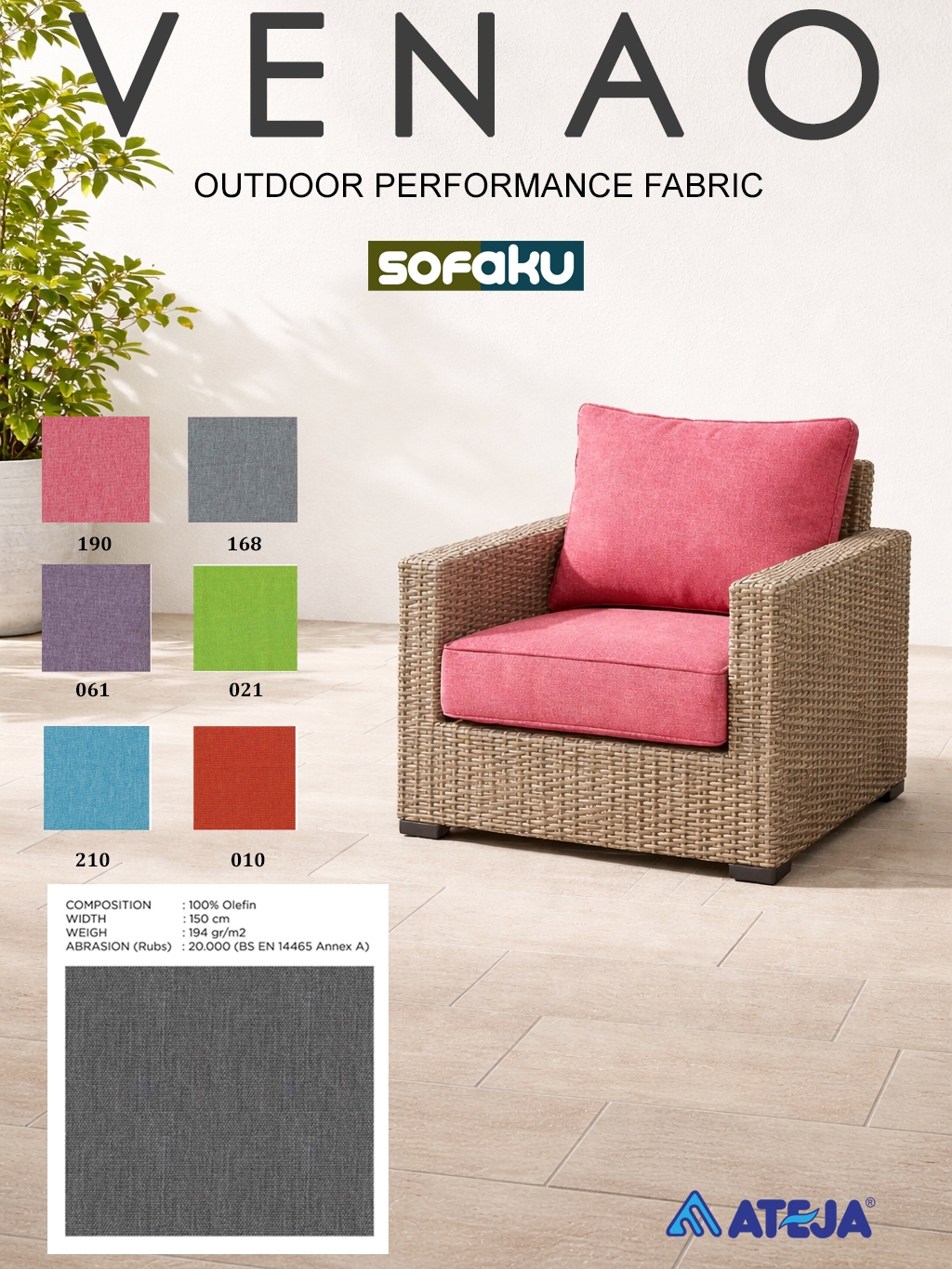 Jual SOFAKU : VENAO Ateja Sunproof - Kain Bahan Ateja Olefin Waterproof ...