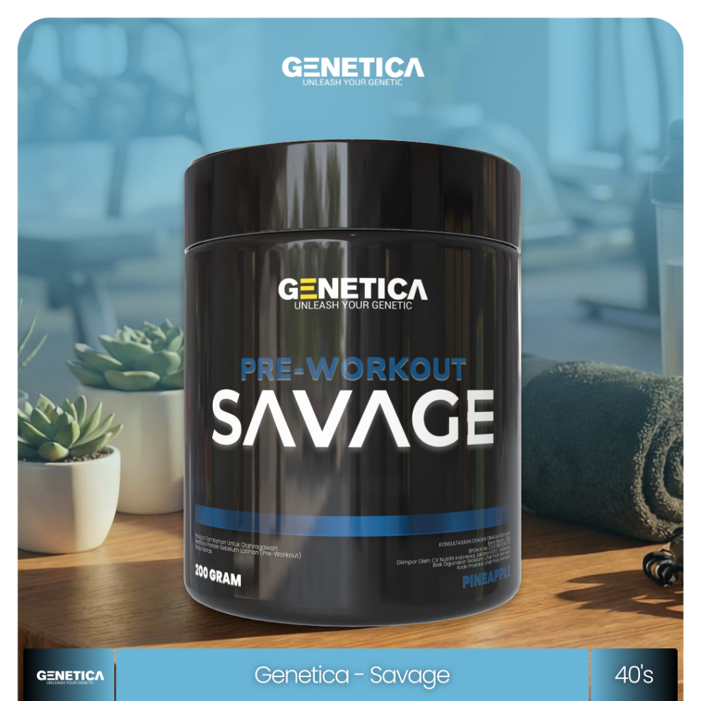 Jual Genetica Savage Preworkout 40 Serving 200 Gram Menambah Fokus dan ...