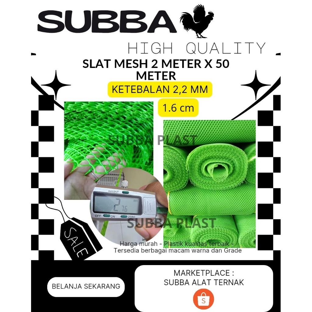 Jual SLAT ROLL KANDANG AYAM - SLAT PLASTIK ROLL 2M * 50M - Ketebalan 2 ...