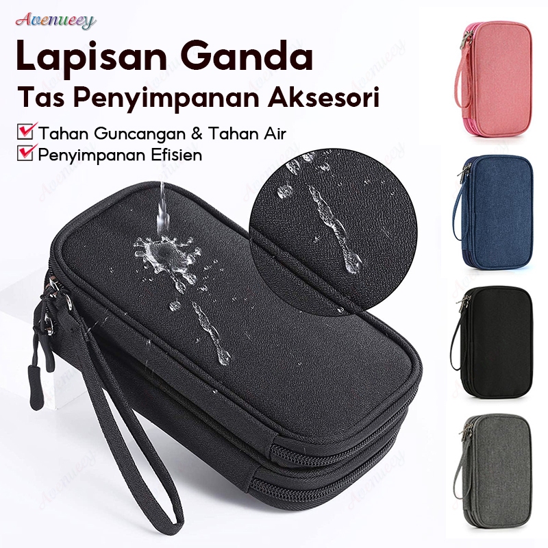 Jual COD Tas Handphone Power Bank Hard Disk Travel Organizer Travel Bag ...