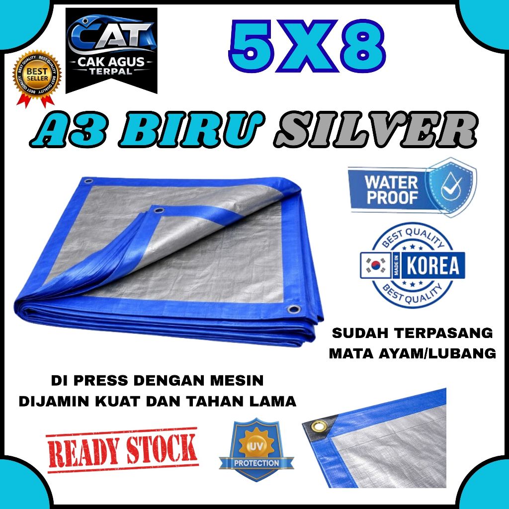 Jual Terpal A3 Korea Ukuran 5x8 Biru Silver Penutup Barang | Shopee ...
