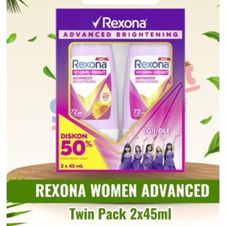 Jual Rexona Women Advanced Brightening 45ml and 2pcs Rexona Women ...