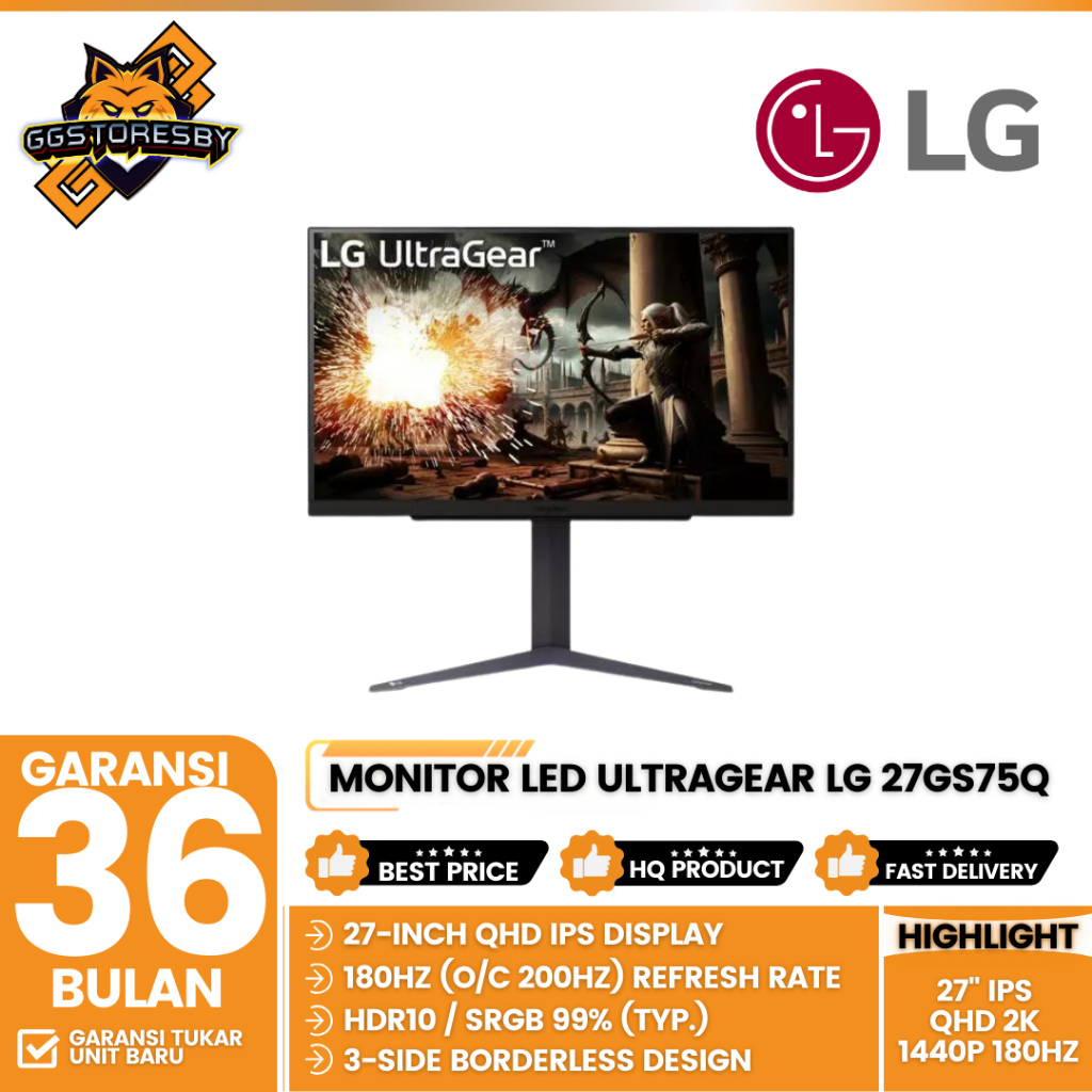 Jual Monitor LED UltraGear LG 27GS75Q / 27GS75Q-B / 27GS75QB 27" IPS ...