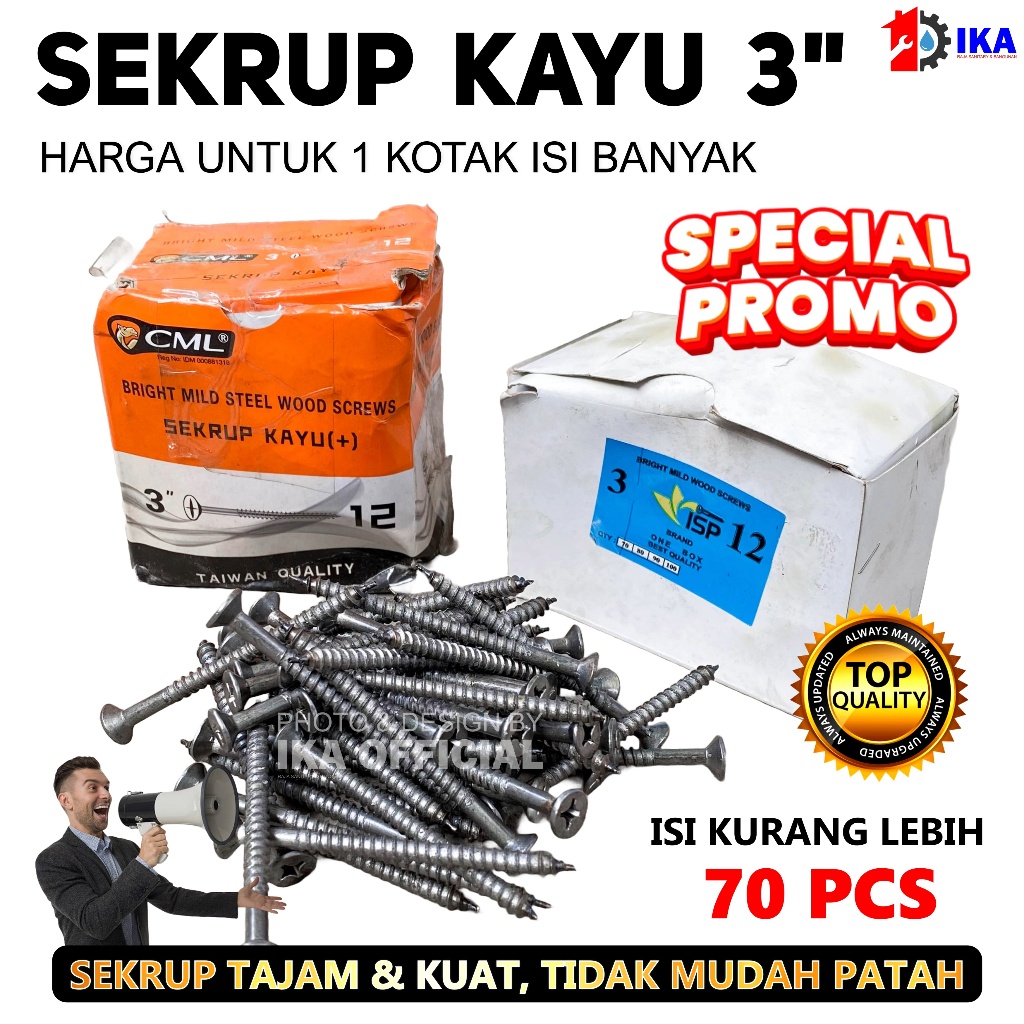 Jual [1 BOX] Skrup Gypsum Baut Drywall Hitam 3" | Plavon PVC GRC HPL ...