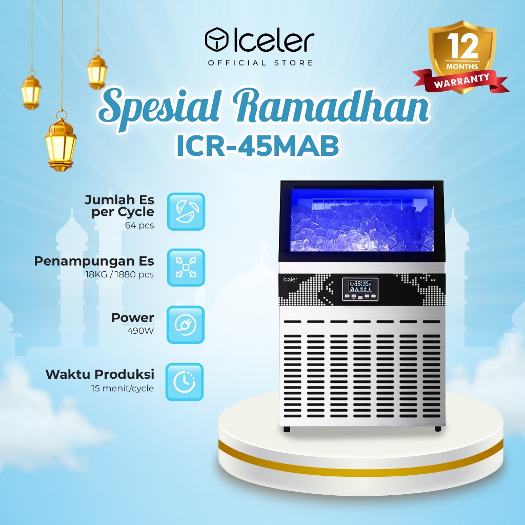 Jual Iceler Mesin Es Crescent Moon Ice Maker 50kg/24Jam Es Transparan ...
