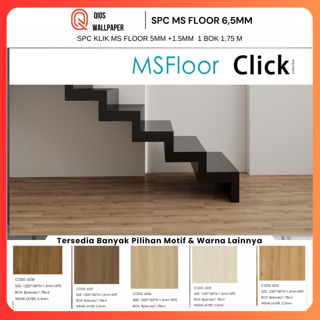 Jual SPC MS FLOOR 6,5mm / SPC Lantai 6,5mm luasan area 1,786 m persegi ...