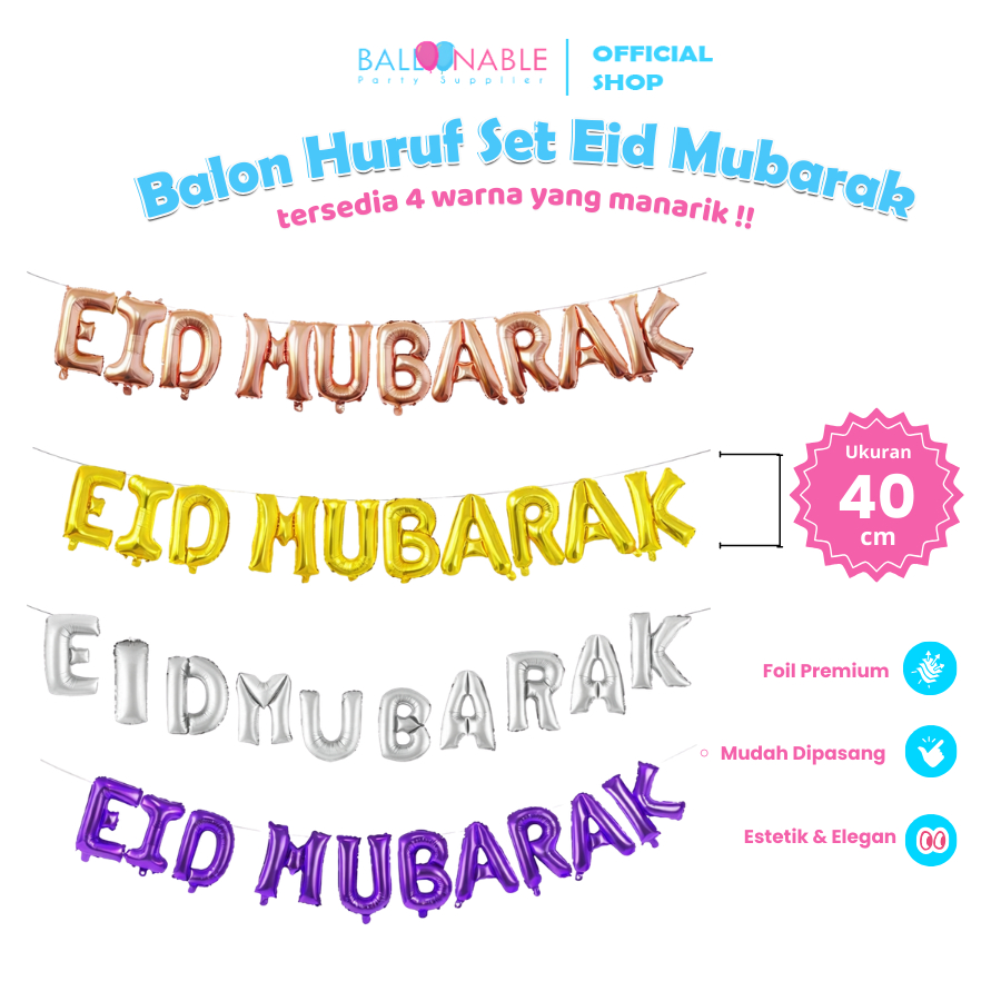 Jual Balon Foil Huruf EID MUBARAK Set 40cm | Shopee Indonesia