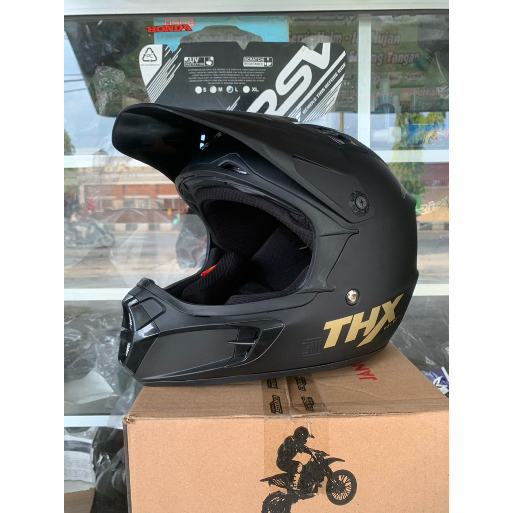 Jual helm cross thx dewasa solid original | Shopee Indonesia