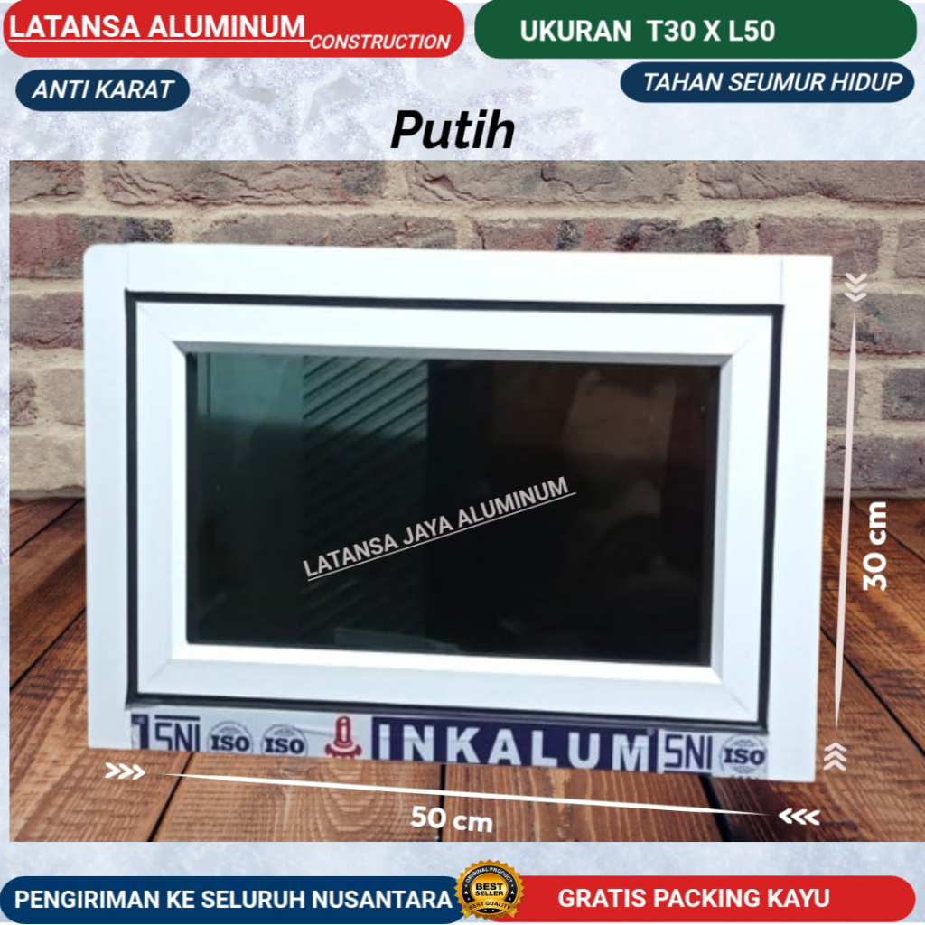 Jual Jendela Hidup Boven Aluminium L50xT30cm Bovenli T30xL50 Jendela ...