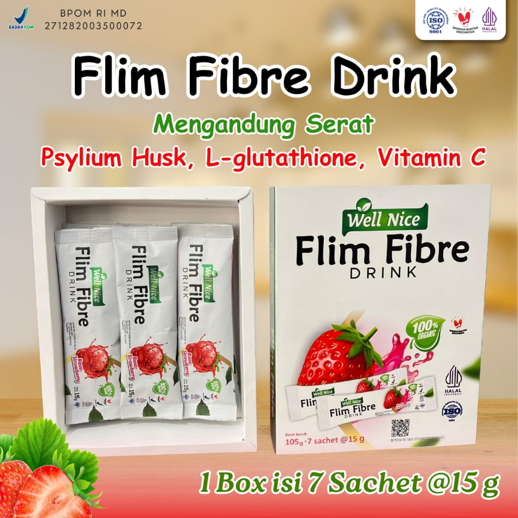 Jual Well Nice Flim Drink Minuman Fiber Rasa Strawberry Dus Box Isi 7 ...