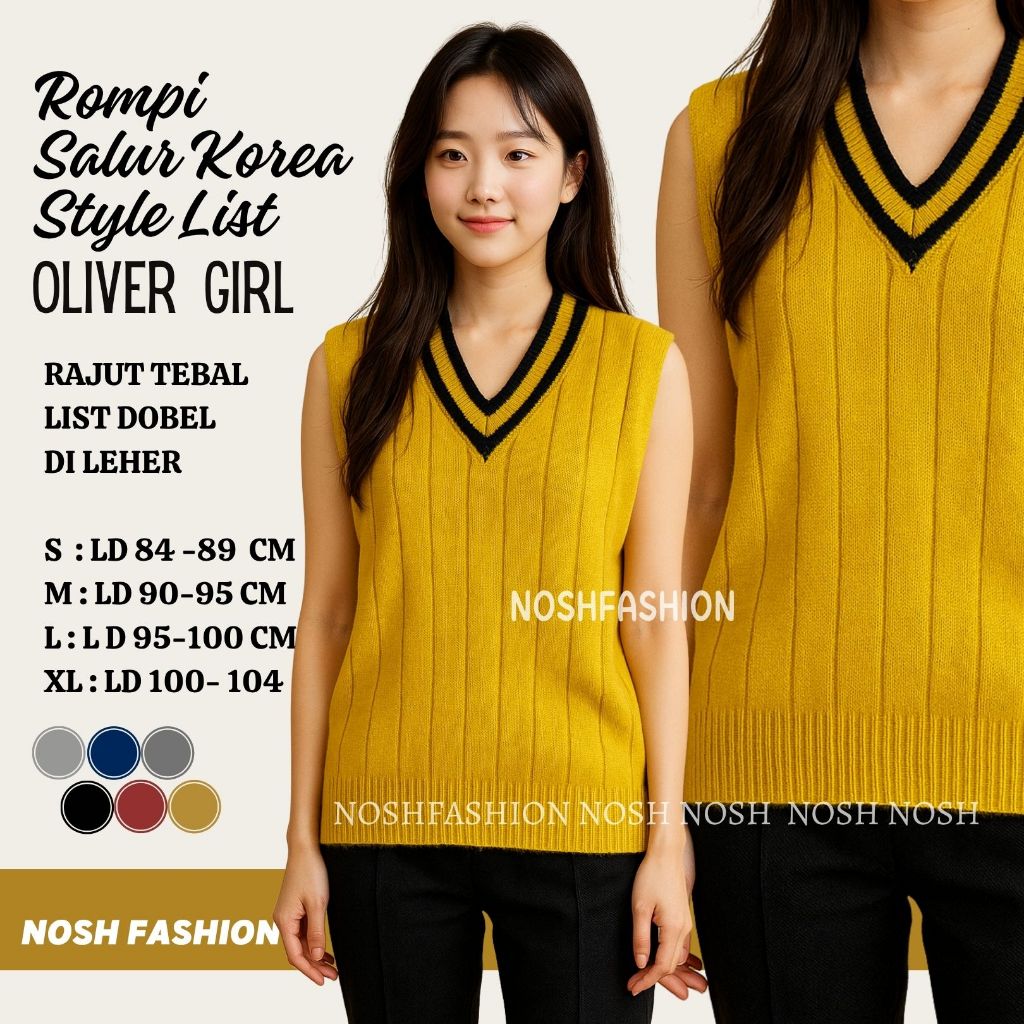 Jual Rompi Rajut Wanita Korea Look V-Neck / Vest Kantor Unisex Salur ...