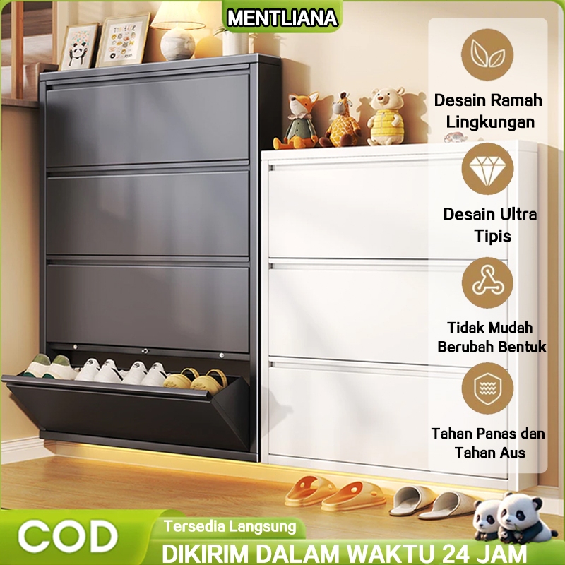 Jual 2/3/4 Lapis Kabinet Sepatu Baja Modern dengan Pintu Flip Ultra ...