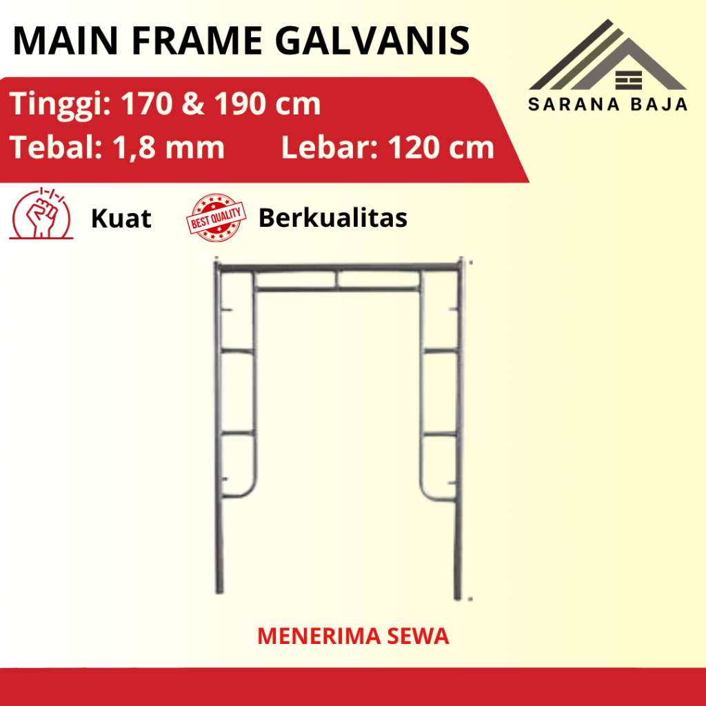 Jual MAIN FRAME GALVANIS 170 & 190 SCAFFOLDING - STEGGER | Shopee Indonesia