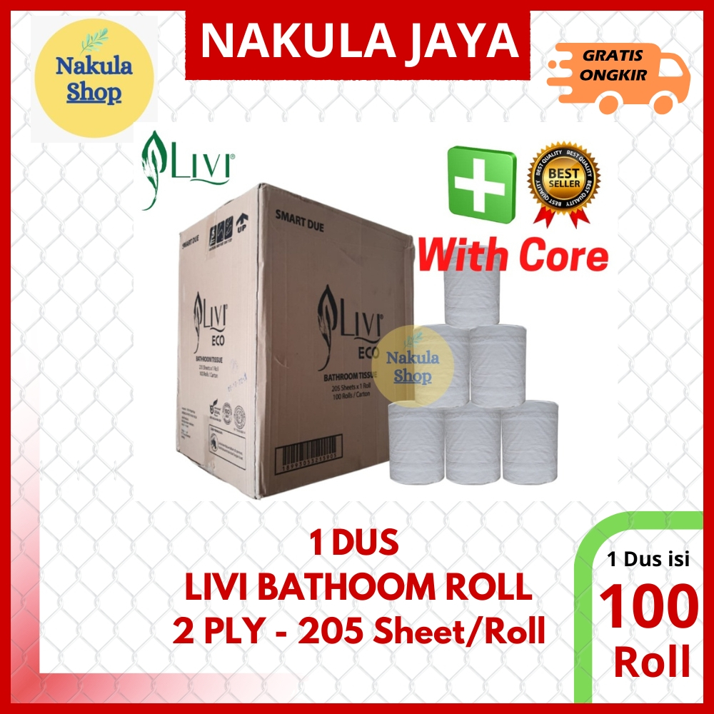 Jual GROSIR 1 DUS Tissue Livi Roll / Tisu Toilet Non Emboss - isi 100 ...
