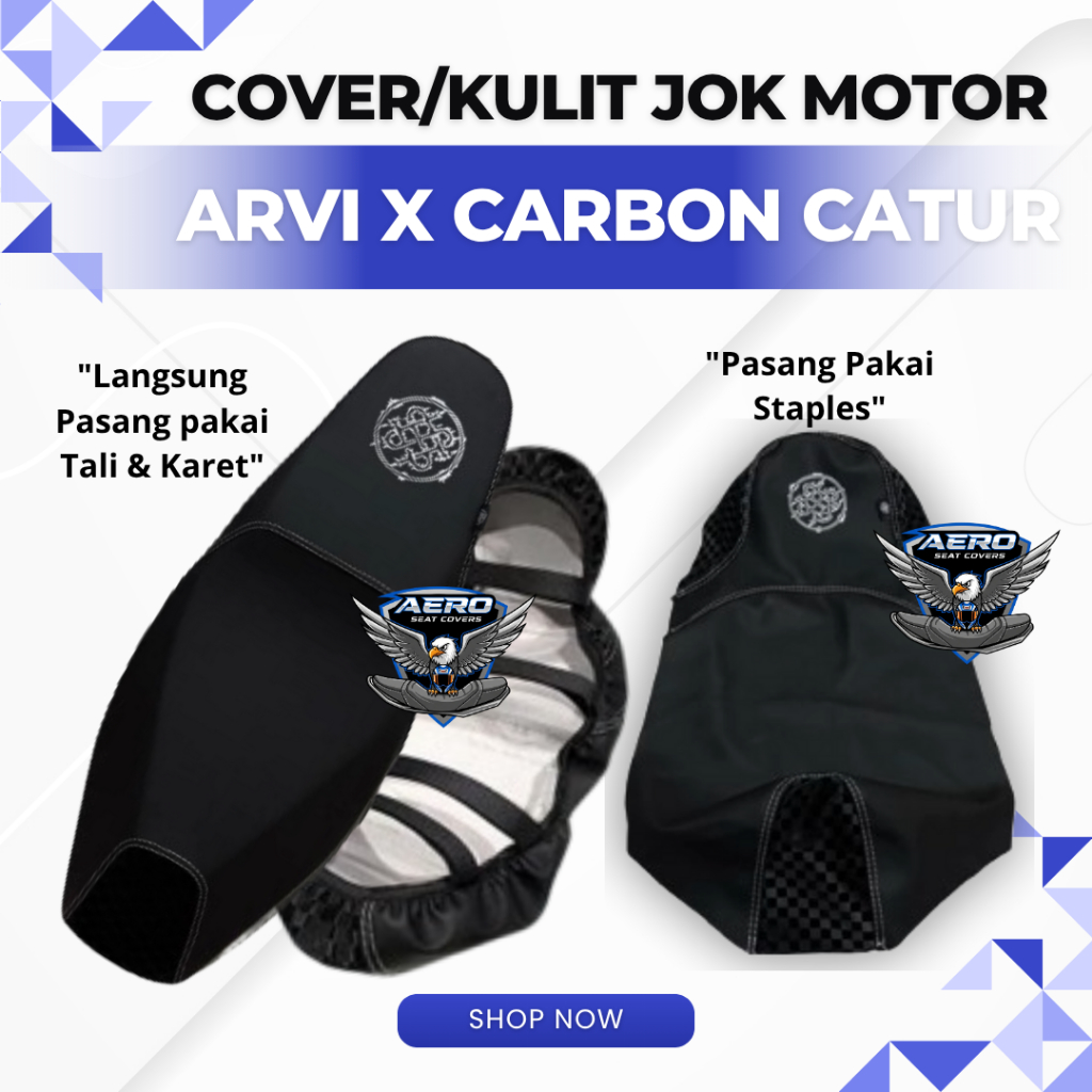 Jual COVER/KULIT JOK MOTOR MODEL ARVI LOGO 3D X CARBON CATUR PCX AEROX ...