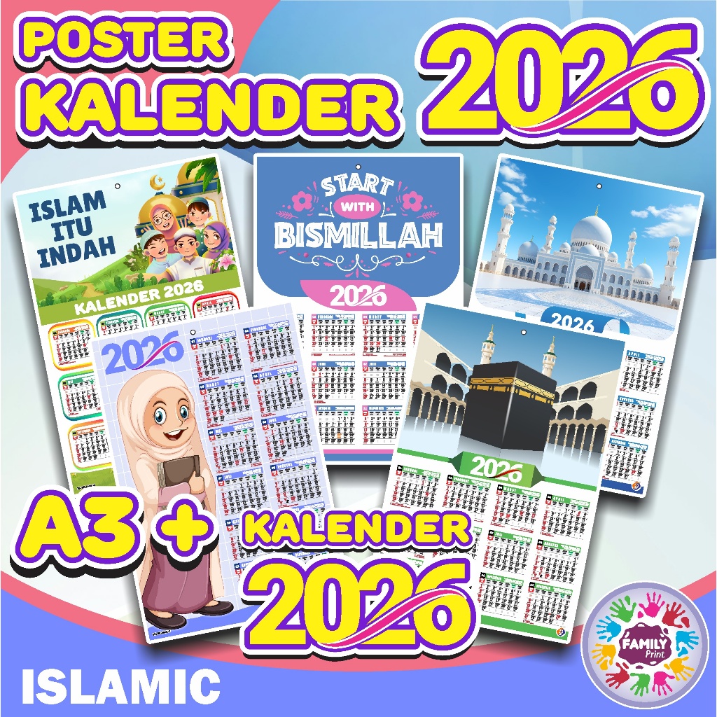 Jual Kalender Poster Islamic 2026 / Kalender 2026 Lengkap - Kalender ...