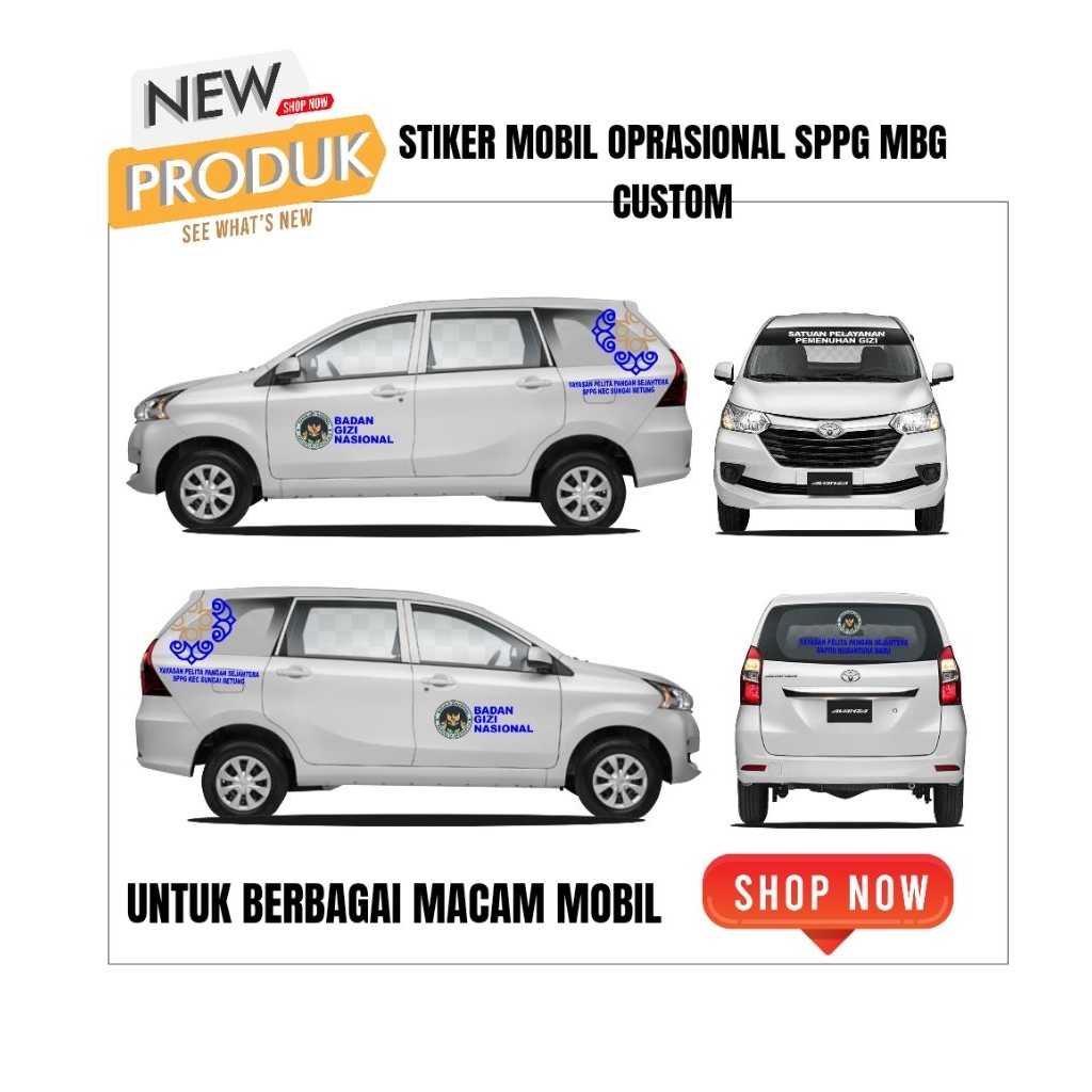 Jual Stiker Mobil oprasional Sppg mbg Makan bergizi gratis custom ...