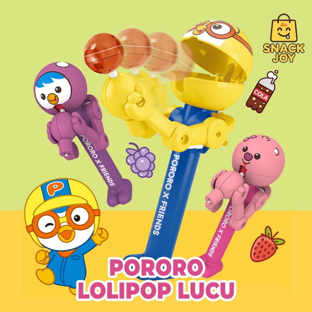 Jual SNACKJOY/PORORO Lolipop Lucu/ Permen Mainan Rasa Buah/Candy Toys ...