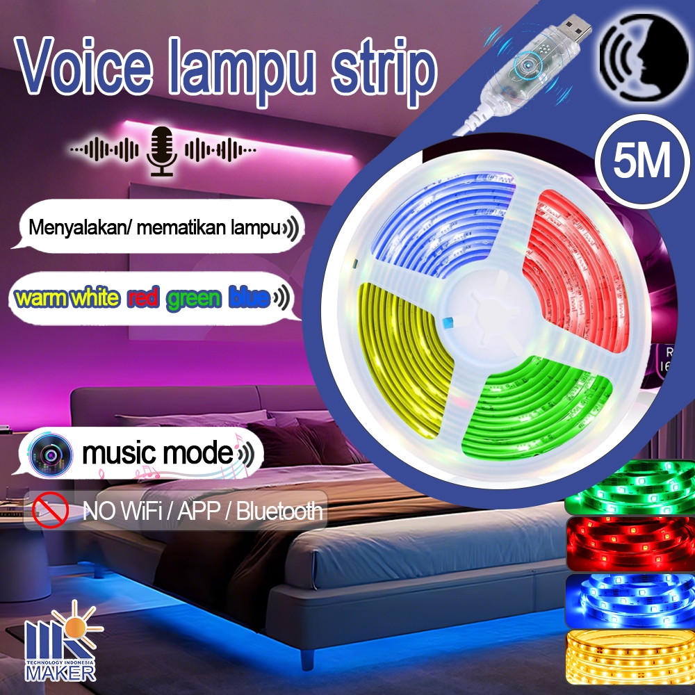Jual Lampu Smart Led Strip RGB 5m Voice Control Lampu Malam Lampu Tali ...