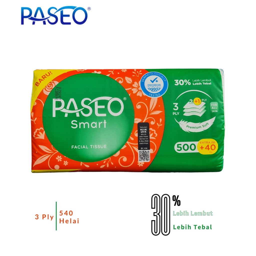 Jual Paseo Smart Tissue 500+40 Ply Facial Tisu Premium Soft 250 Sheets ...