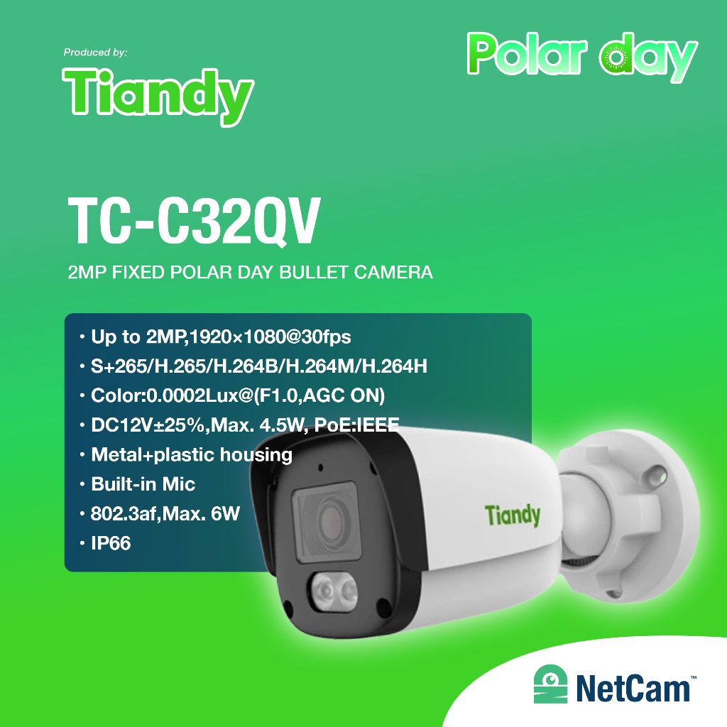 Jual TIANDY OUTDOOR TC-C32QV 2MP POLAR DAY SERIES 2.8MM NETWORK CAM ...
