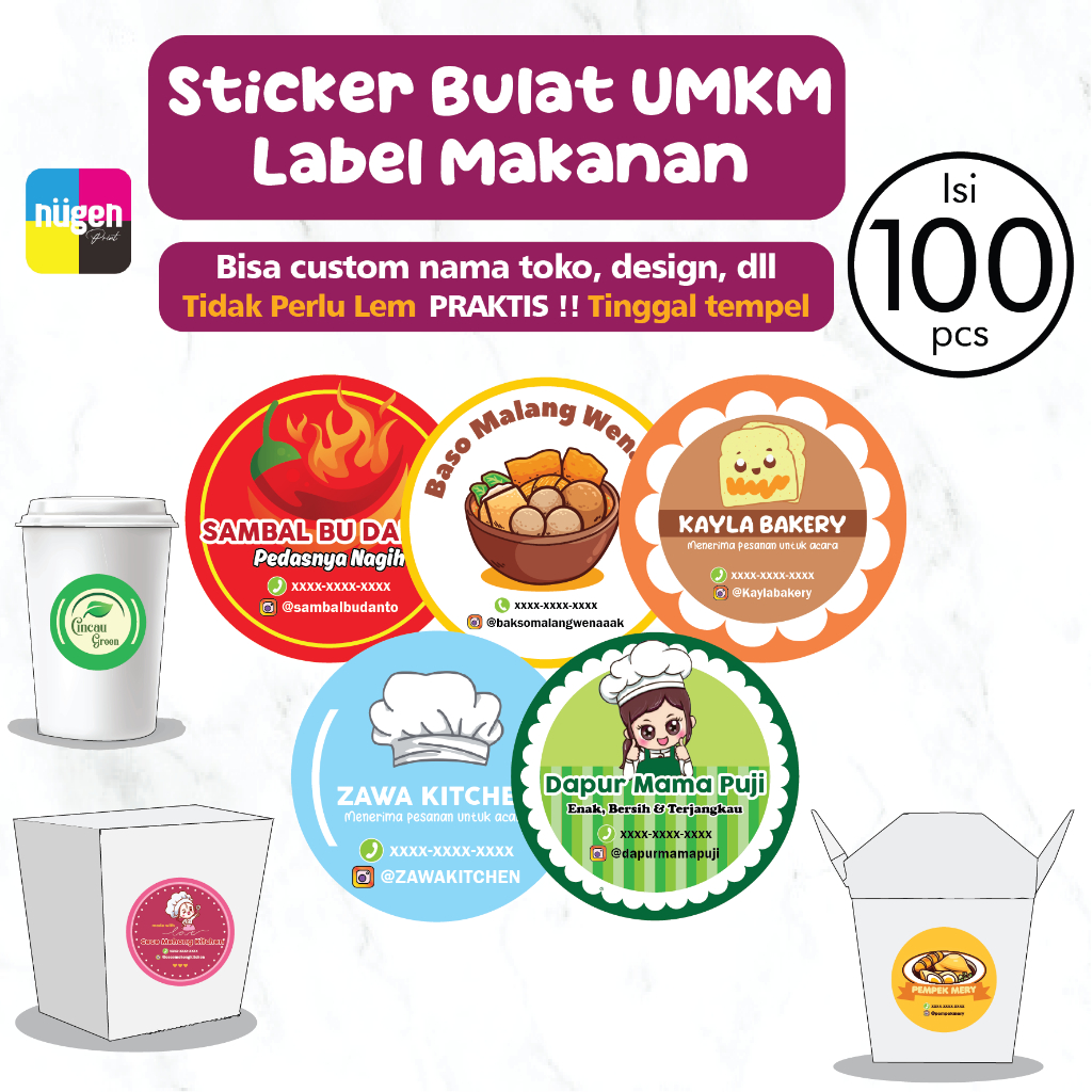 Jual [100pcs] Stiker Label Makanan UMKM Minuman UMKM Custom Nama Toko ...