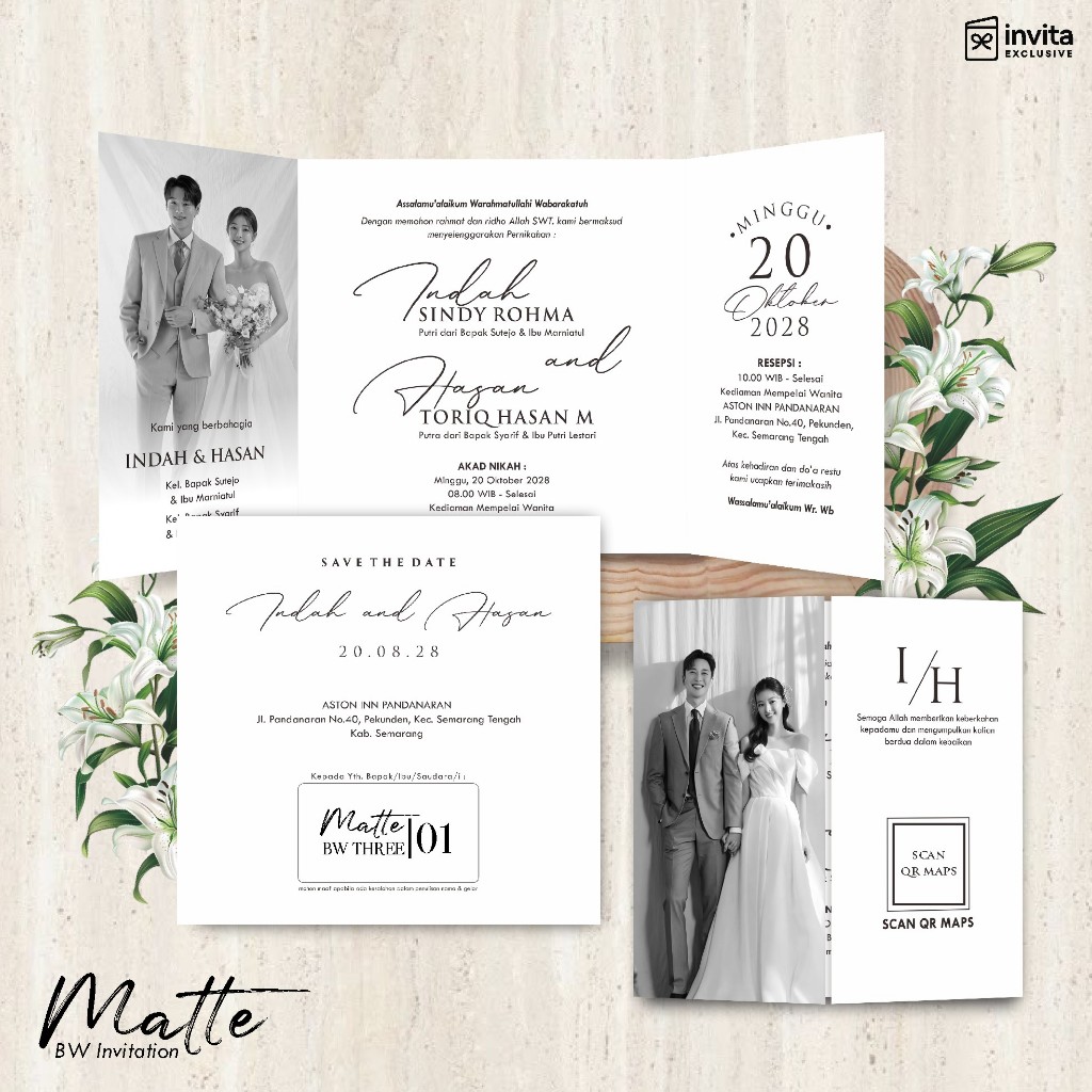 Jual Undangan Pernikahan Simple Aesthetic Murah – Undangan Lipat ...