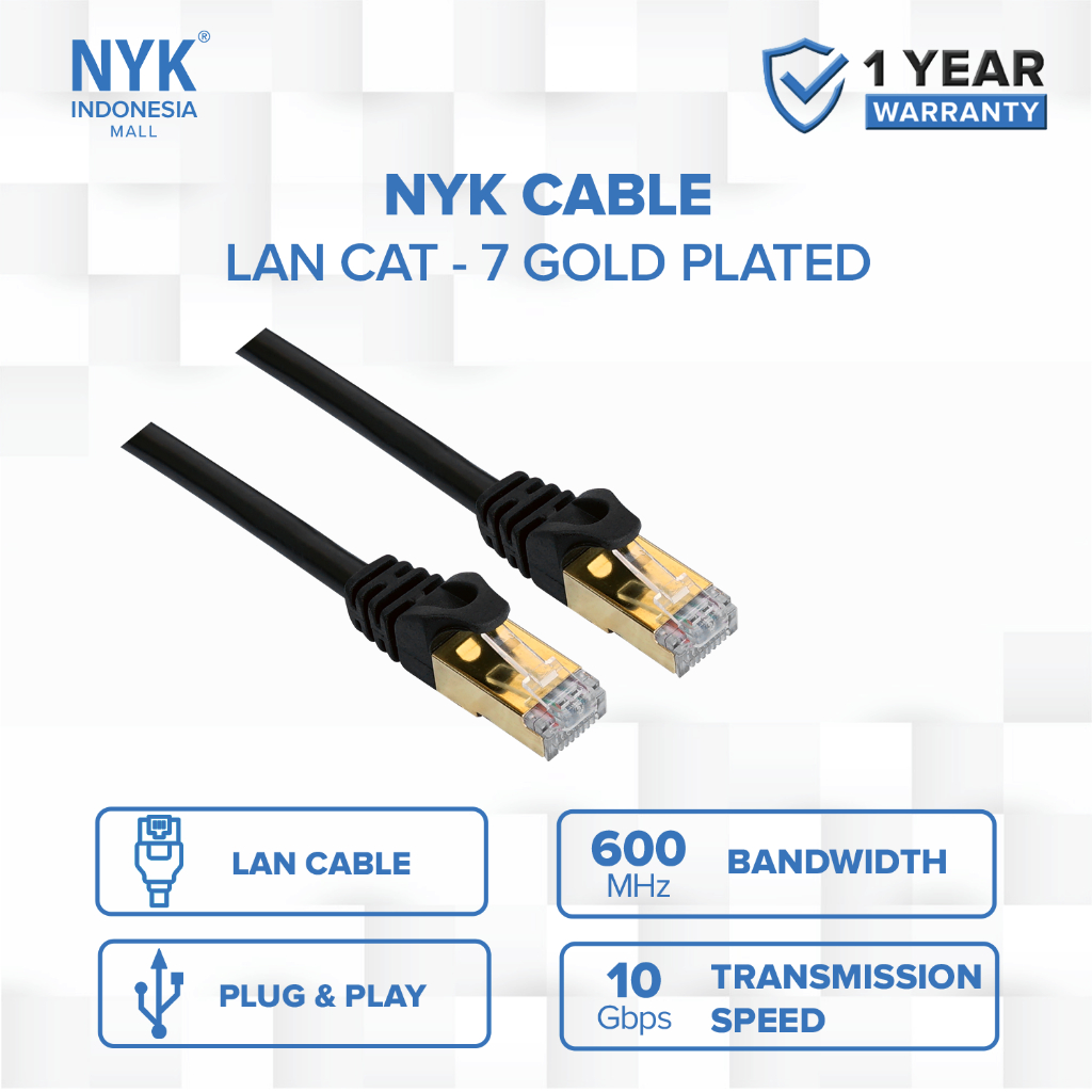 Jual NYK Kabel Lan Cat 7 GOLD PLATE 2 Meter | Shopee Indonesia