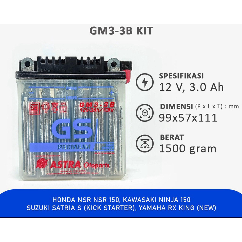 Jual BATERAI AKI BASAH GS ASTRA ORIGINAL RXK,SATRIA,NINJA | Shopee ...
