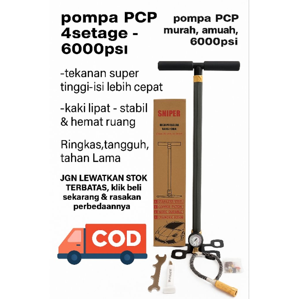 Jual Pompa PCP Sniper 4Stage 6000 PSI - Pompa PCP Kaki Lipat - Pompa ...