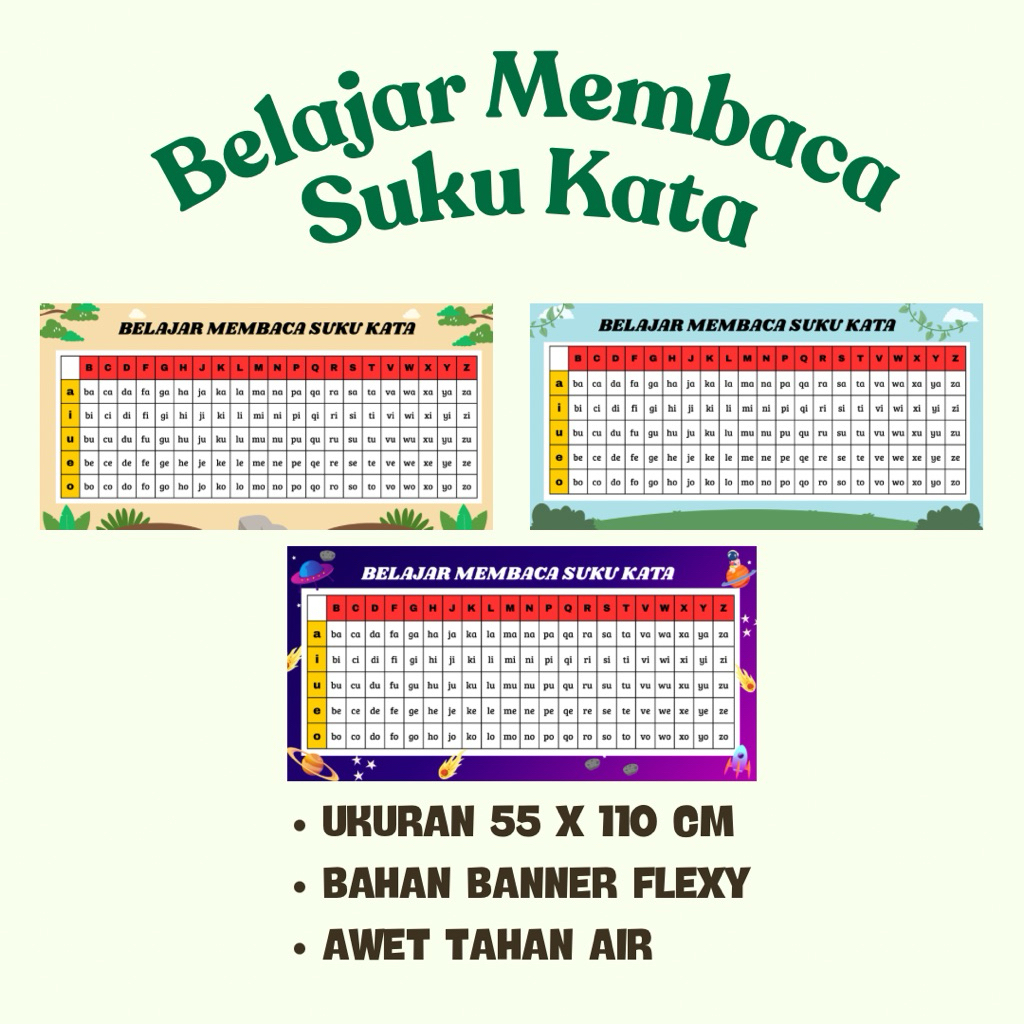 Jual BANNER BELAJAR MEMBACA SUKU KATA | Shopee Indonesia