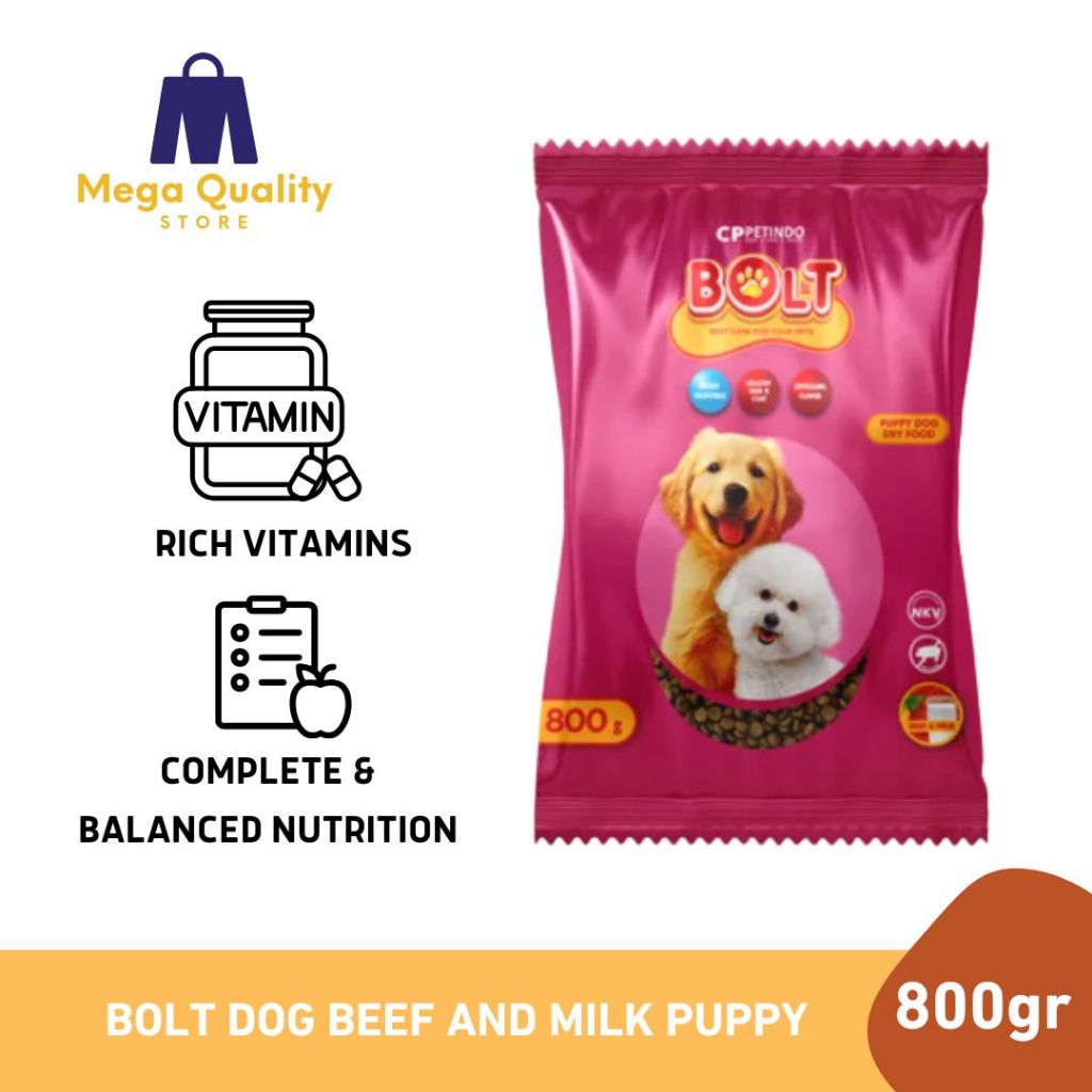 Jual Bolt Dog Makanan Anjing Beef and Milk Puppy 800gr | Shopee Indonesia