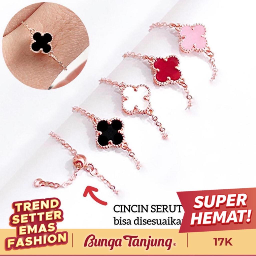 Jual CINCIN CLOVER SERUT - EMAS 17K - BUNGA TANJUNG | Shopee Indonesia