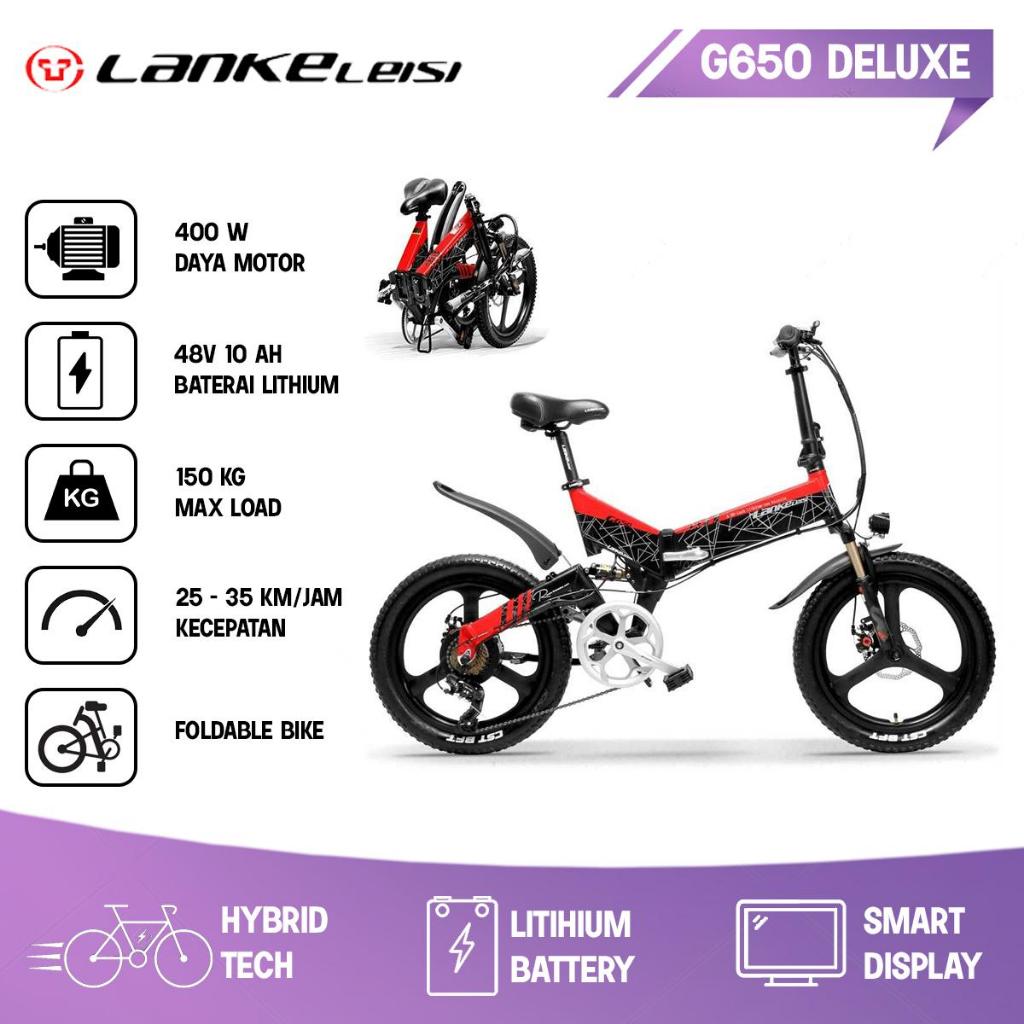 Jual Sepeda Lipat Listrik Baterai Lankeleisi Deluxe G650 Elektrik Bike ...