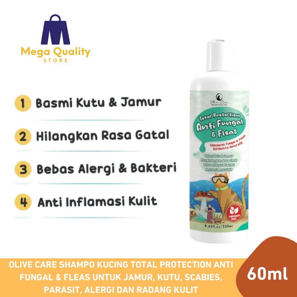 Jual Olive Care Shampo Kucing Total Protection ANTI FUNGAL & FLEAS ...