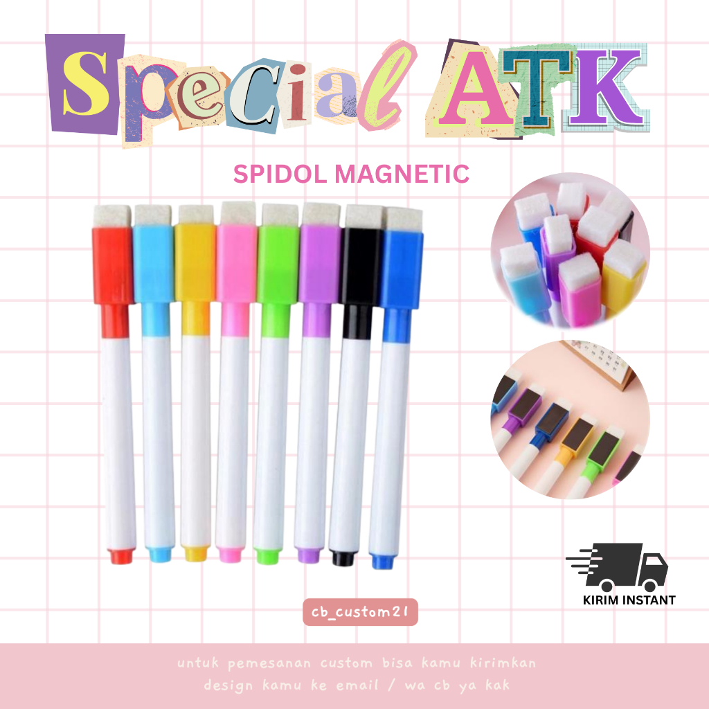 Jual Spidol Magnet Wipeclean Warna Warni / 8 Macam Warna Magnetic ...
