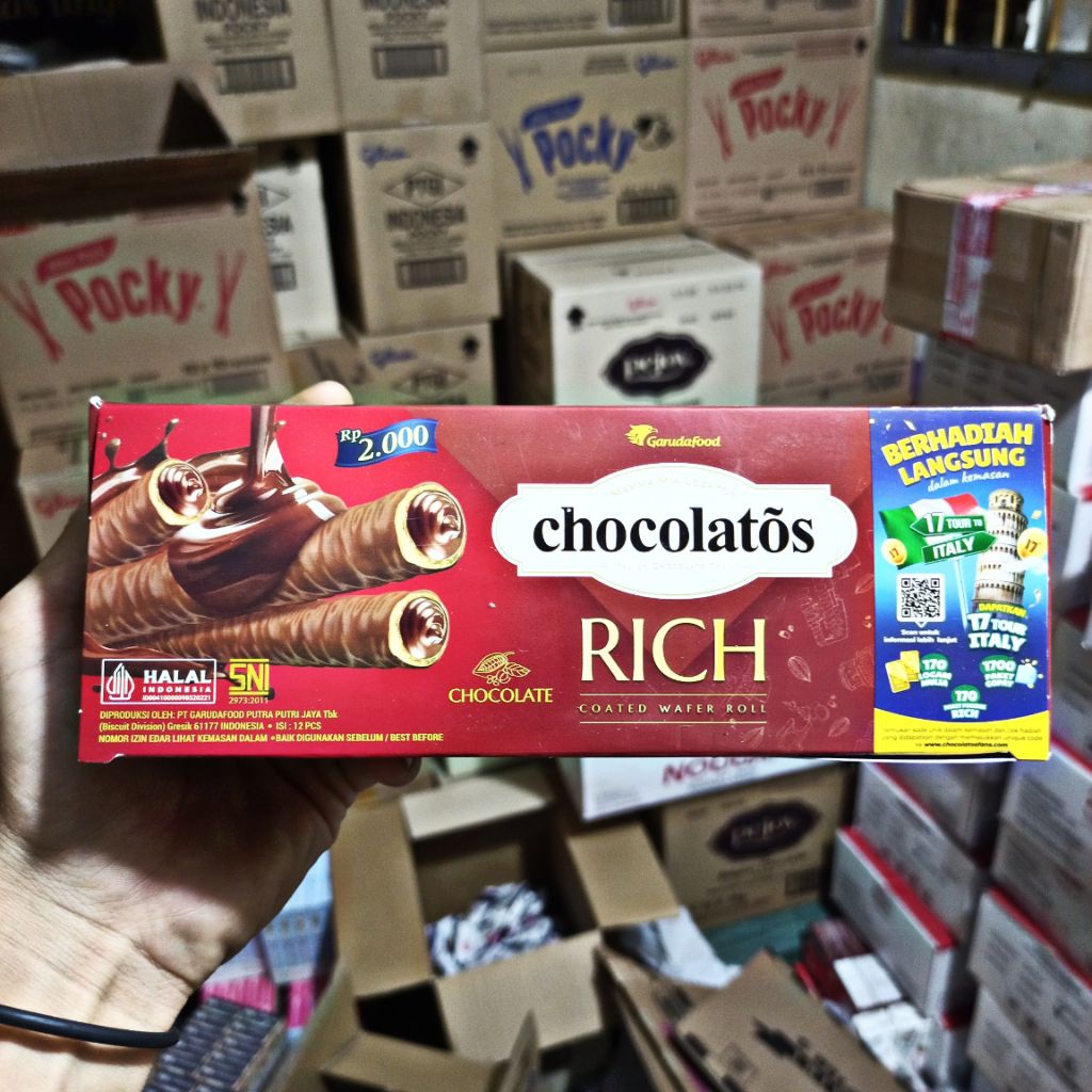 Jual Chocolatos Rich Pack Isi 10 Pcs wafer roll double coklat | Shopee ...