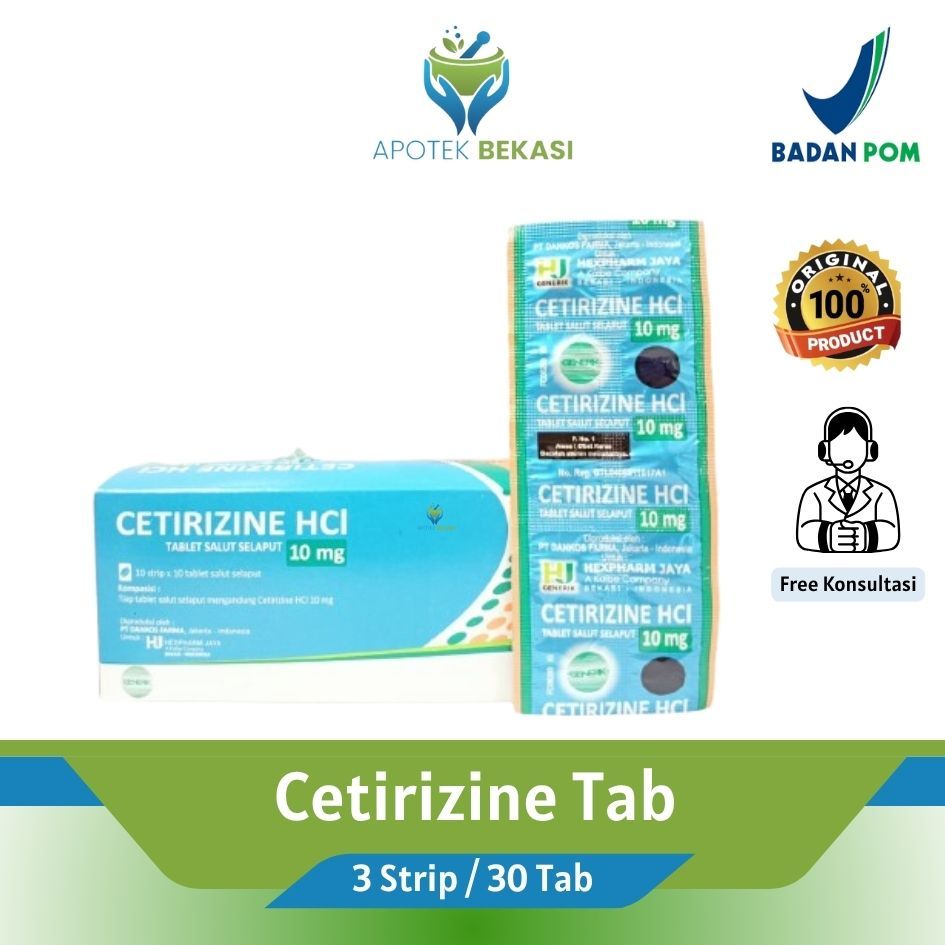 Jual Cetirizine 10 mg Tablet - 3 Strip / 30 Tab | Shopee Indonesia