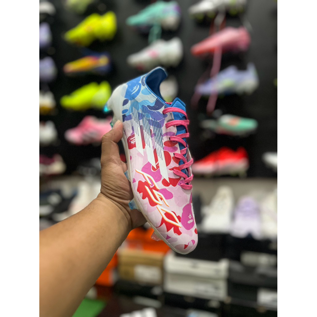 Jual Sepatu bola f50 bape pink blue | Shopee Indonesia