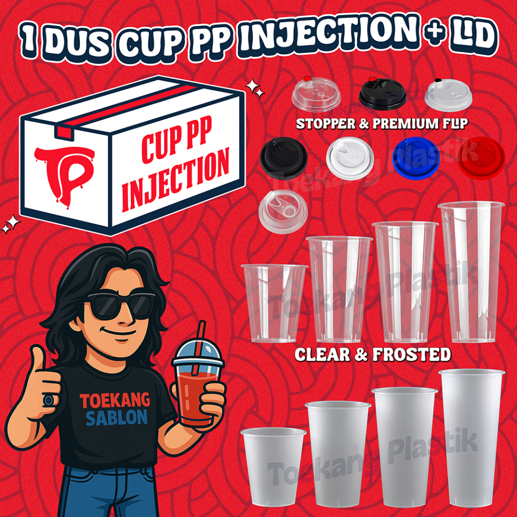 Jual 1 Dus / 500 Pcs - Gelas Plastik Cup PP Injection 12oz Datar 360ml ...